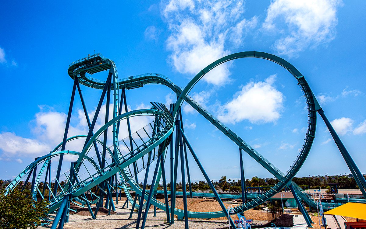 California’s first and only floorless dive coaster from SeaWorld San Diego