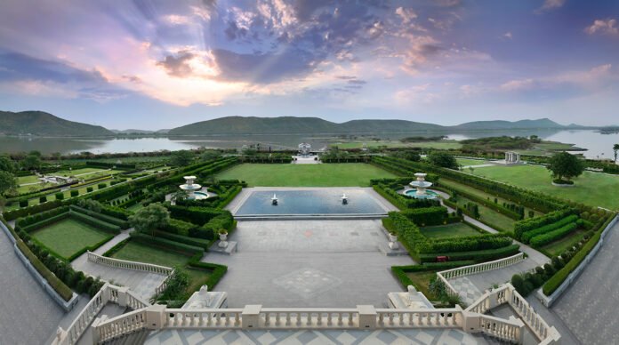 Inside the marvelous Raffles Udaipur on a 21-acre private island