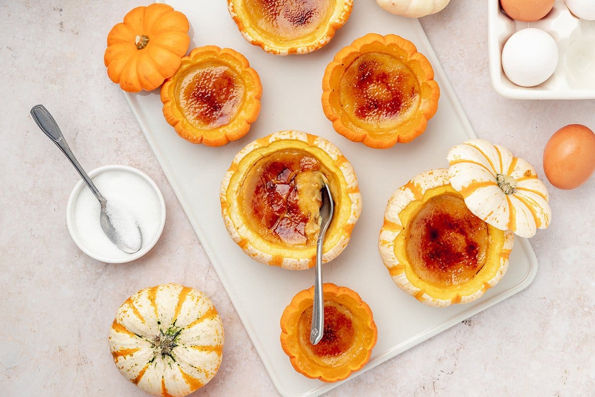 Recipe: Pumpkin Crème Brûlée in Mini Pumpkins | SNAP TASTE