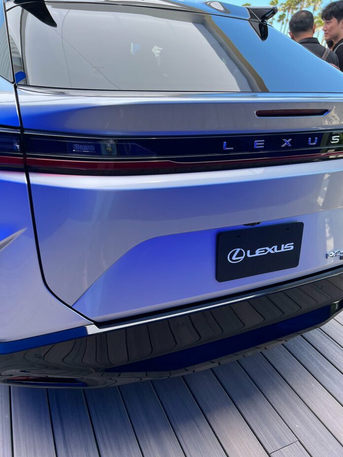 Lexus RZ 450e is on display at the 2022 Electrify Expo in Los Angeles